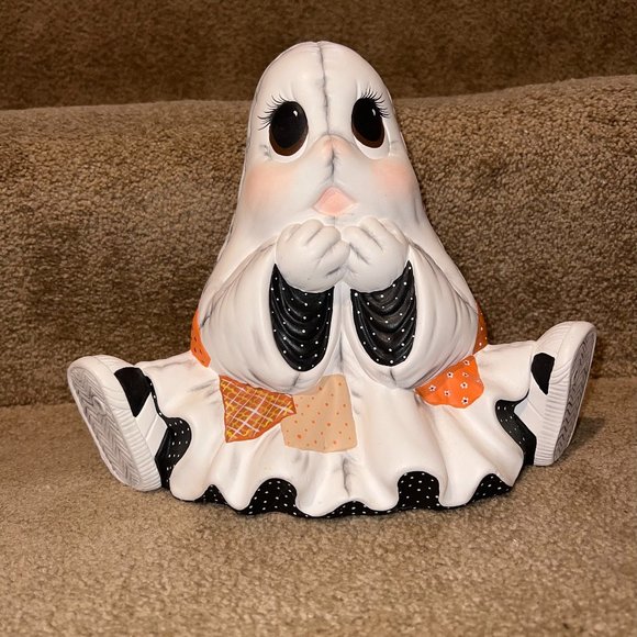 Holiday | Vintage Ceramic Ghost Kid Figure 12 Tall Handprinted ...